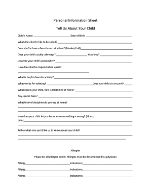 Fillable Online Personal Information Sheet.doc Fax Email Print - pdfFiller