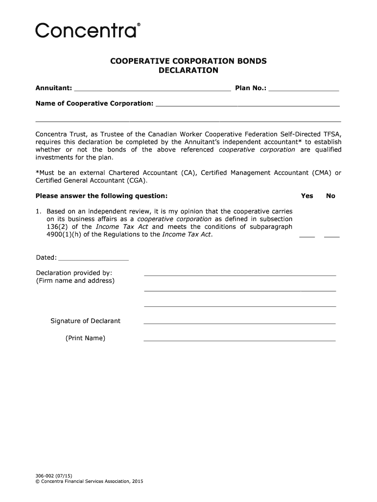 Fillable Online canadianworker COOPERATIVE CORPORATION BONDS ...
