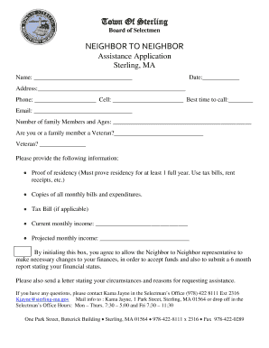 Fillable Online NEIGHBOR TO NEIGHBOR - Sterling Fax Email Print - pdfFiller