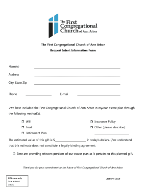 Fillable Online Bequest Intent Information Form Fax Email Print - pdfFiller