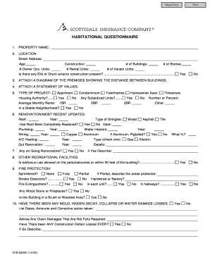 Fillable Online Scottsdale Habitational Questionnaire.doc Fax Email ...