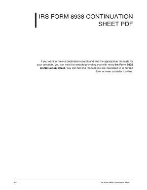 Fillable Online Irs Form 8938 Continuation Sheet. irs form 8938 ...