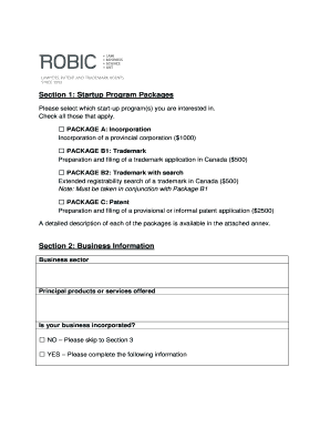 Fillable Online robic Startup Form PDF (EN).docx Fax Email Print ...