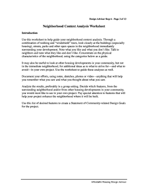 Fillable Online designadvisor Neighborhood Context Analysis Worksheet ...