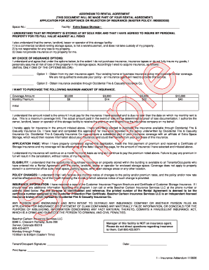 Fillable Online Insurance Addendum-110606 Fax Email Print - pdfFiller