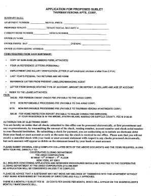 Fillable Online APPLICATION TO SUBLET APARTMENT- Part 1 Fax Email Print ...