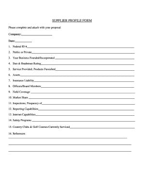 Fillable Online cmaa SUPPLIER PROFILE FORM - CMAA Fax Email Print ...