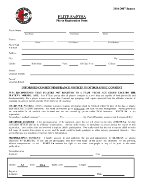 Fillable Online 2015-2016 FYSA Blank Player Reg Form.doc Fax Email ...