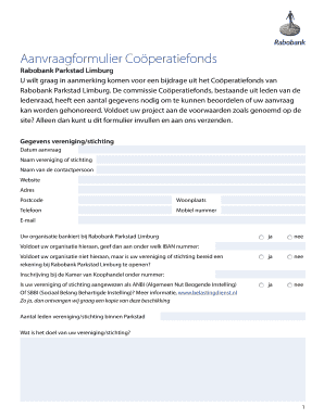 Invulbaar Online Aanvraagformulier Co peratiefonds - rabobank.nl Fax ...