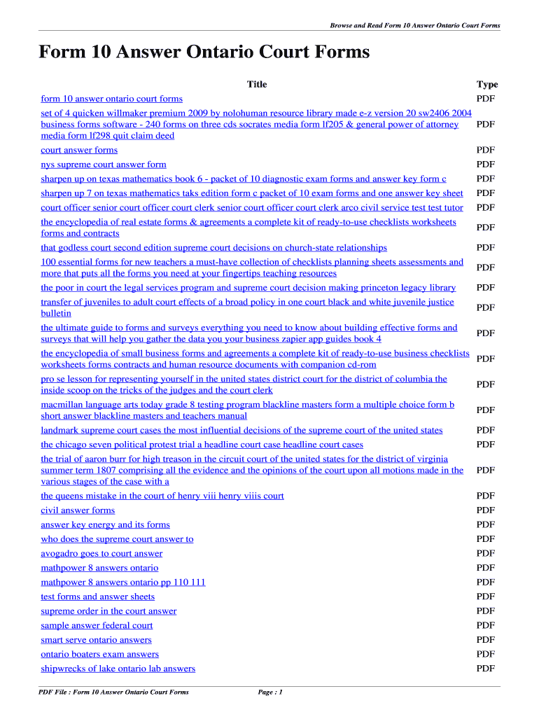 Fillable Online Unnee Form 10 Answer Ontario Court Forms Form 10