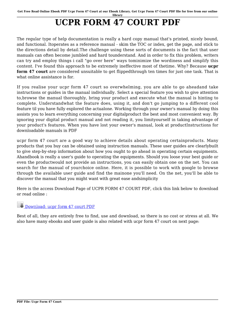 Fillable Online UCPR FORM 47 COURT PDF. UCPR FORM 47 COURT PDF Fax ...