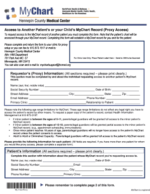 Fillable Online Access to Another Patient s or your Child s MyChart Record (Proxy Access) Fax ...