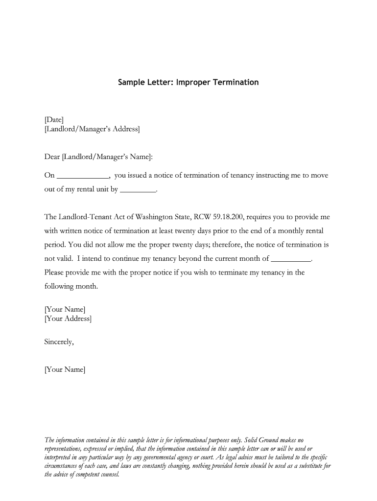 Fillable Online solid-ground Sample Letter: Improper Termination ...