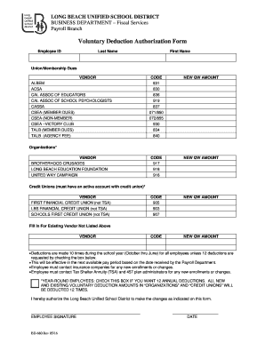 Fillable Online Voluntary Deduction Authorization Form Fax Email Print ...