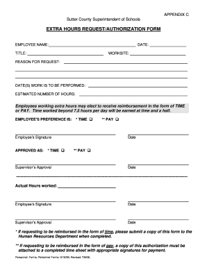 Fillable Online EXTRA HOURS REQUEST/AUTHORIZATION FORM Fax Email Print ...
