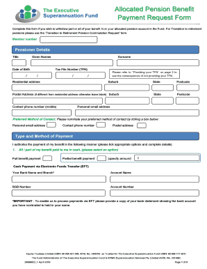 Fillable Online Allocated Pension Benefit Payment Request Form Fax ...