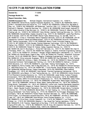 Fillable Online nrc 10 CFR 71.95 Report Evaluation Form - Report Date ...