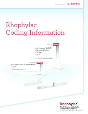 Fillable Online Rhophylac Coding Information Fax Email Print - pdfFiller