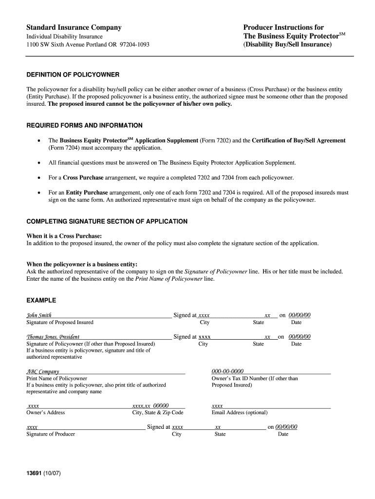 Fillable Online Individual Disability Insurance The Business Equity ...