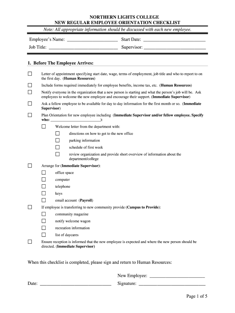 Fillable Online New Reg-EE Checklist - Northern Lights College Fax ...