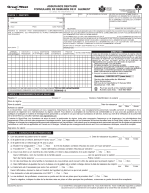 Fillable Online ASSURANCE DENTAIREFORMULAIRE DE DEMANDE DE R GLEMENT Fax Email Print - pdfFiller