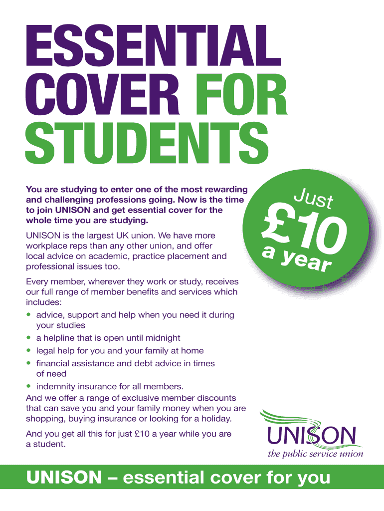 Fillable Online content durham gov UNISON Student Application Form.pdf ...