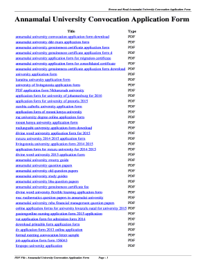 Annamalai University Convocation - Fill Online, Printable, Fillable, Blank | pdfFiller