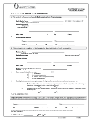 Fillable Online umc PART I TAX PAYER IDENTIFICATION ( Complete A or B ) - umc Fax Email Print ...