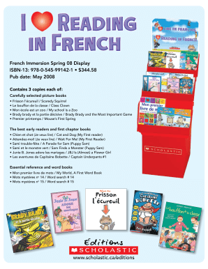 Fillable Online French Immersion Spring 08 Display - Scholastic Canada ...