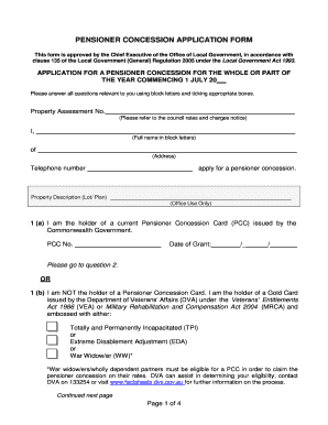 Fillable Online qcc nsw gov PENSIONER CONCESSION APPLICATION FORM - qcc ...