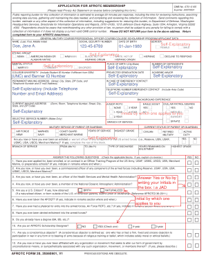 Fillable Online afrotc unc APPLICATION FOR AFROTC MEMBERSHIP Fax Email ...