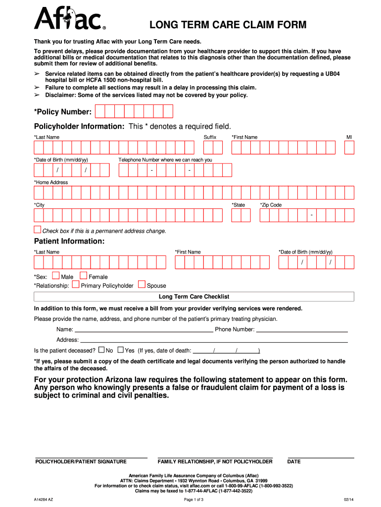 Fillable Online LONG TERM CARE CLAIM FORM Fax Email Print - pdfFiller