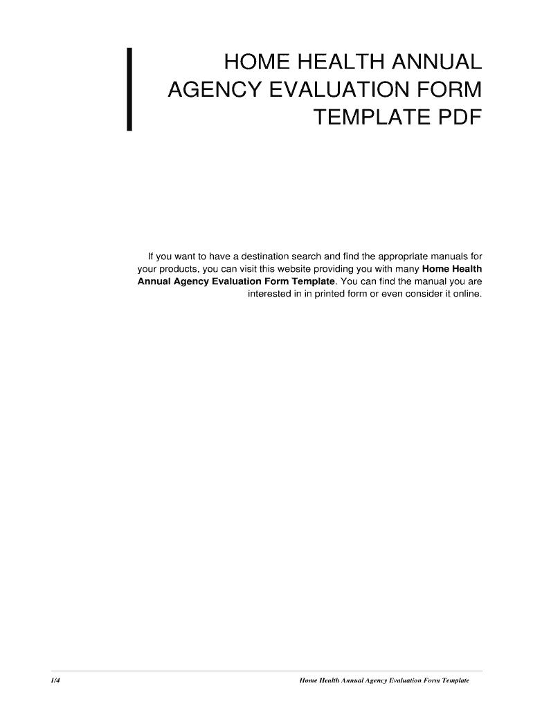 Fillable Online Home Health Annual Agency Evaluation Form Template ...