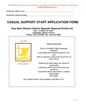 Fillable Online CASUAL SUPPORT STAFF APPLICATION FORM Fax Email Print ...