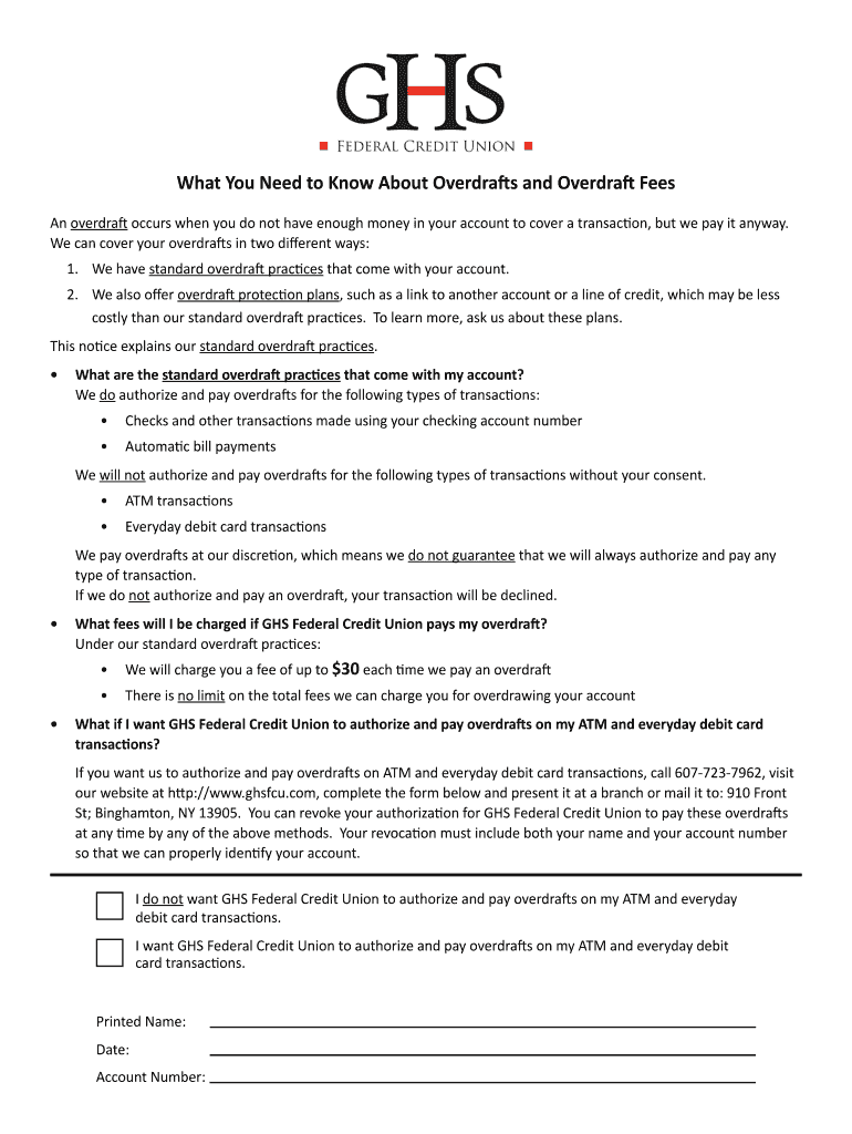 Fillable Online We can cover your overdrafts in two different ways: Fax Email Print - pdfFiller