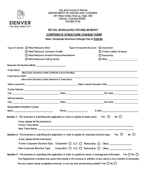 Fillable Online denvergov RETAIL MARIJUANA ESTABLISHMENT CORPORATE ...