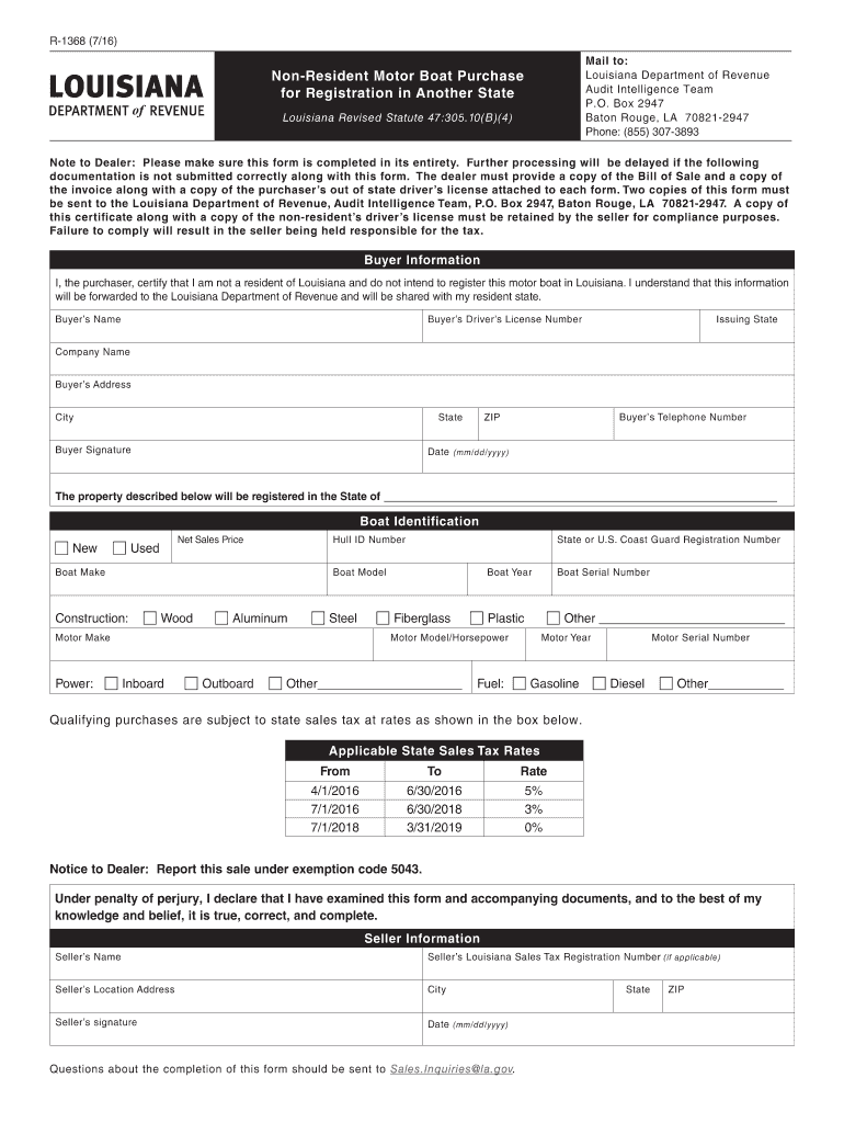 Fillable Online revenue louisiana Form R-1368 Fax Email Print - pdfFiller