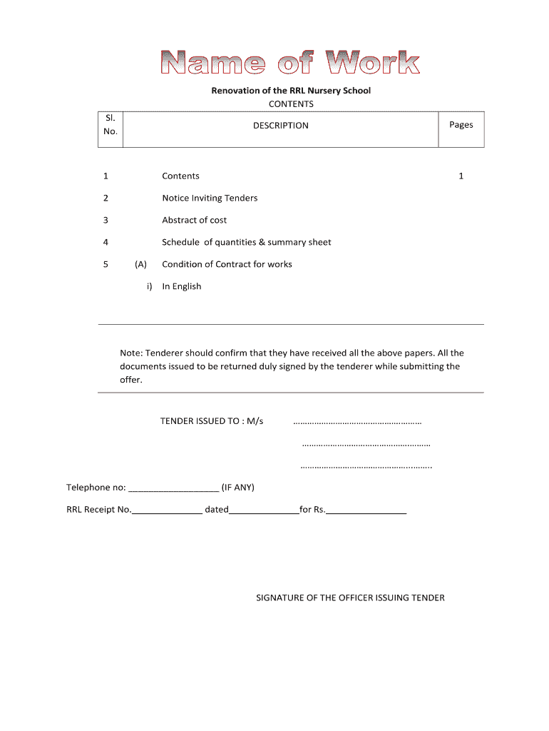 Fillable Online rrljorhat res Renovation of the RRL Nursery School ...