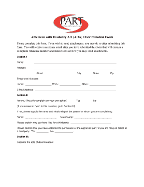 Fillable Online partnc American with Disability Act (ADA ...