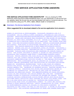 Fillable Online Fire Service Application Form Answers. Fire Service ...