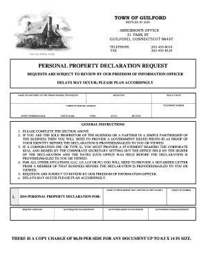 Fillable Online ci guilford ct Request for personal property ...
