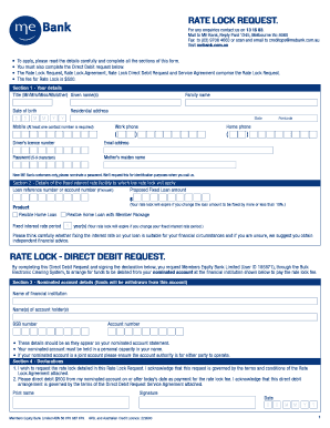 Fillable Online RATE LOCK - DIRECT DEBIT REQUEST. - ME Bank Fax Email ...