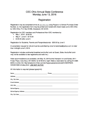 Fillable Online cec-ohio Printable Registration to Mail with Check ...