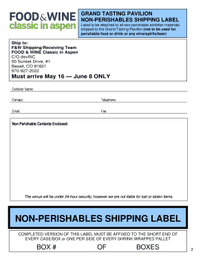 Fillable Online non-perishables shipping label - Food & Wine Fax Email ...