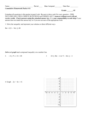 Fillable Online Name: Period: Date Assigned: Date Due: Cumulative ...