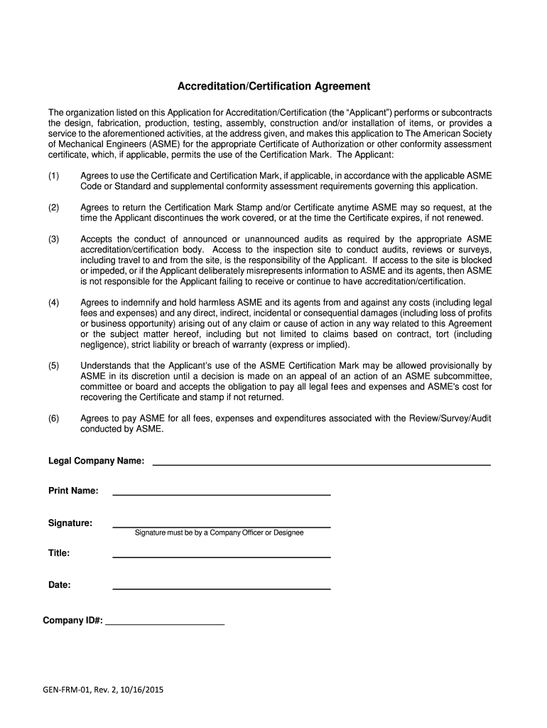 Fillable Online Accreditation/Certification Agreement Fax Email Print ...