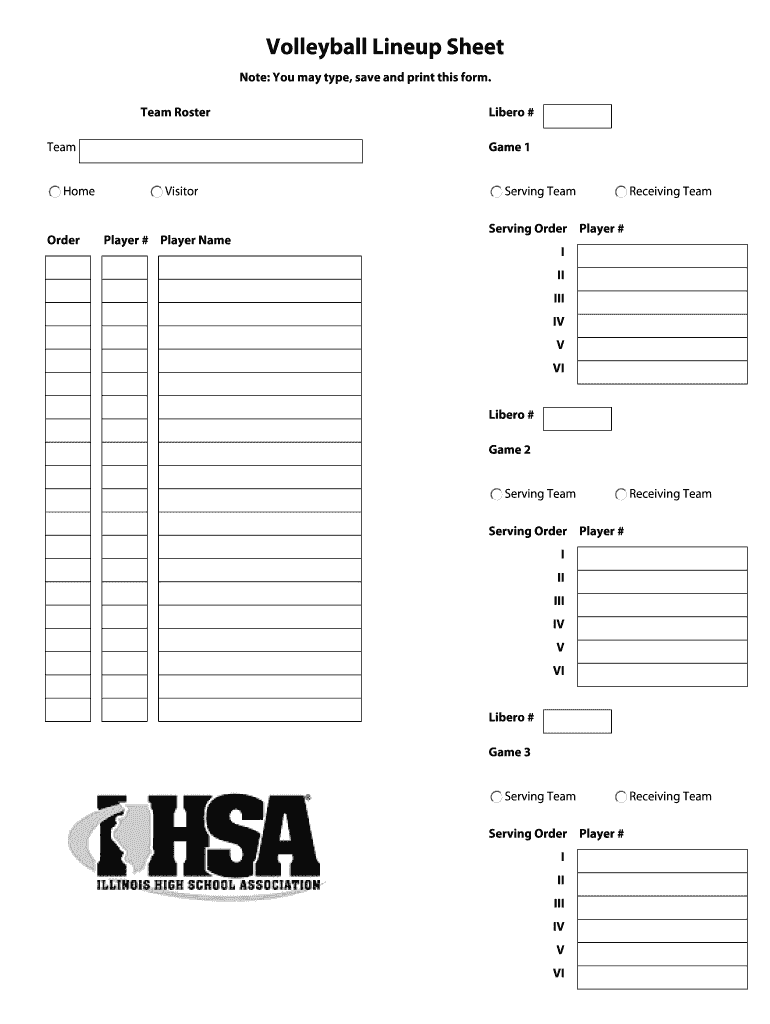 Volleyball Lineup Fill Online Printable Fillable Blank PdfFiller
