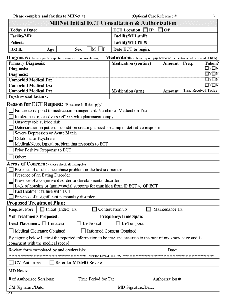 Fillable Online ECT Form - initial protected Fax Email Print - pdfFiller