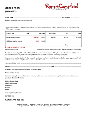 Fillable Online ORDER FORM (LOYALTY) - ReportComplete Fax Email Print ...