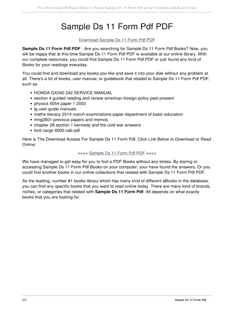 Fillable Online Sample Ds 11 Form Pdf PDF. sample ds 11 form pdf PDF ...